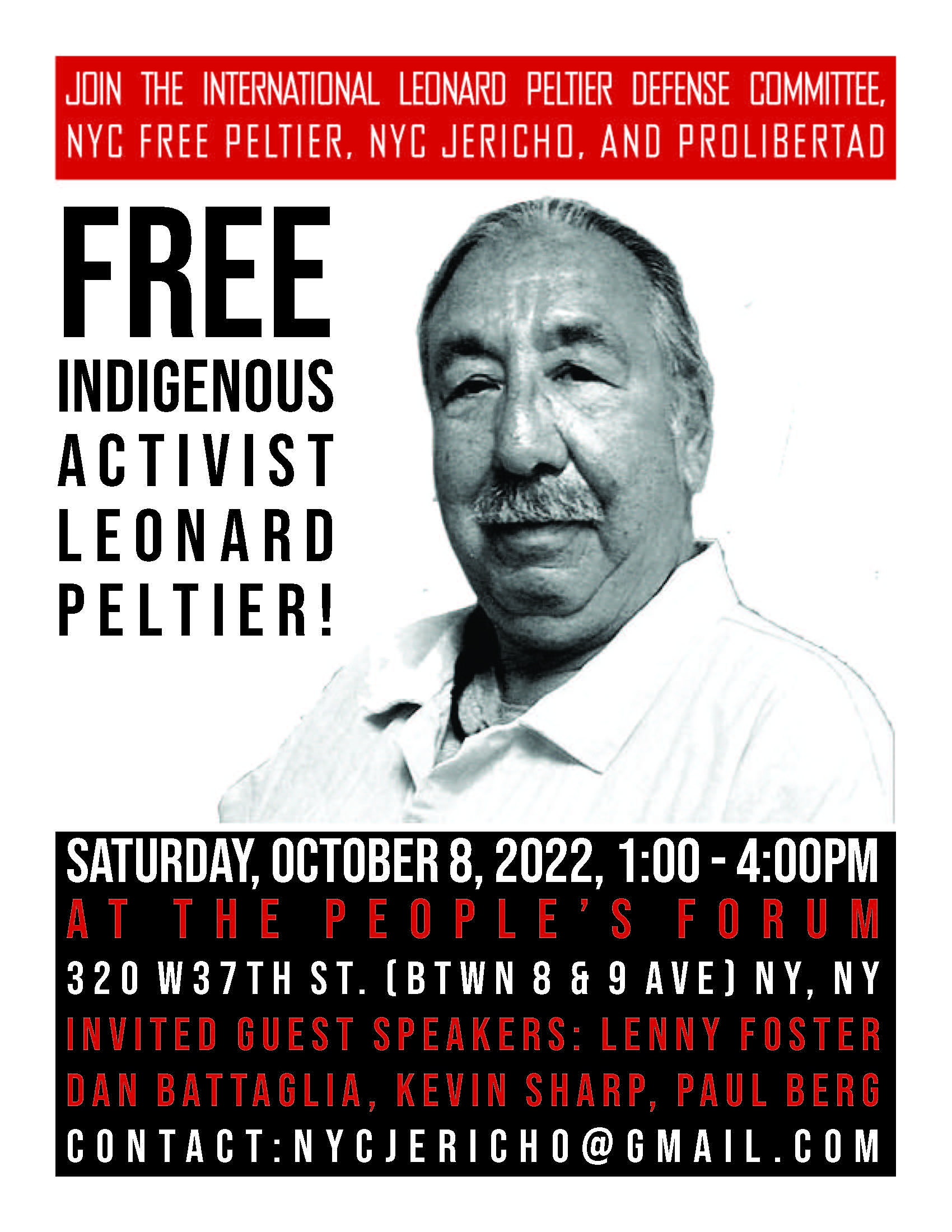 October 8th- Event for Leonard Peltier (NYC) - certaindays.org